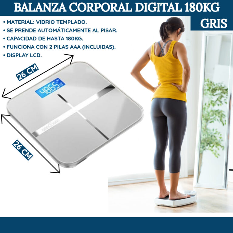 Balanza corporal digital 180kg Gris - ProductShop